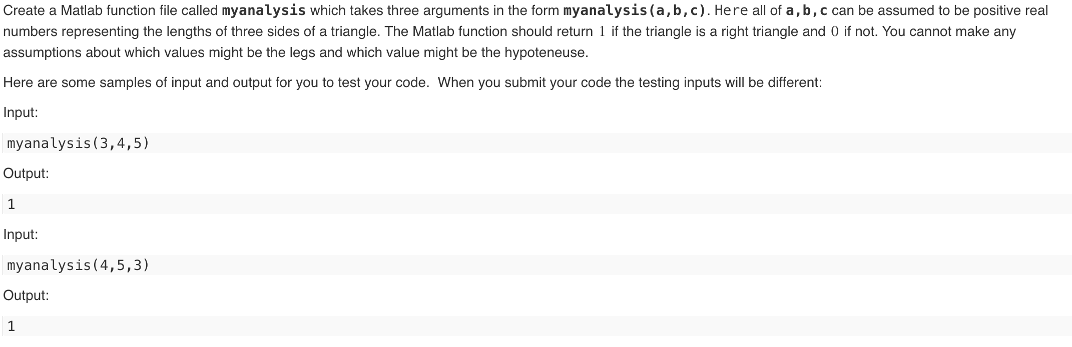 Solved Create a Matlab function file called myanalysis which | Chegg.com