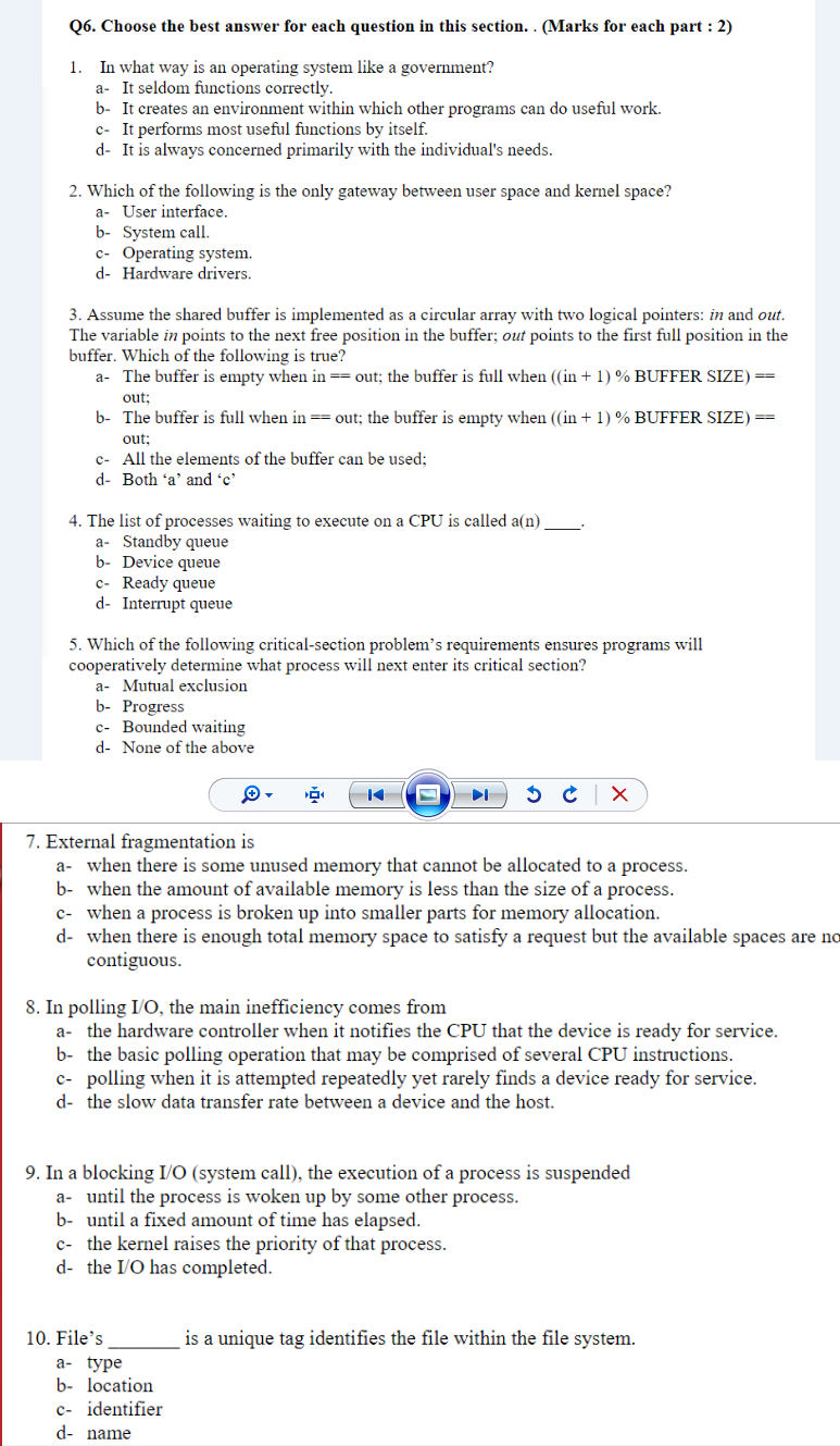 Solved Q6. Choose the best answer for each question in this | Chegg.com