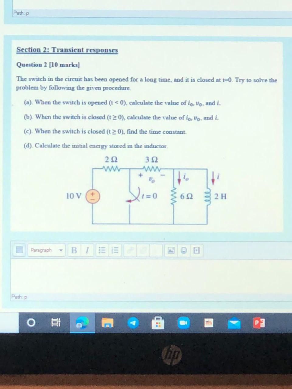 Solved Pathp Section 2 Transient Responses Question 2 10 