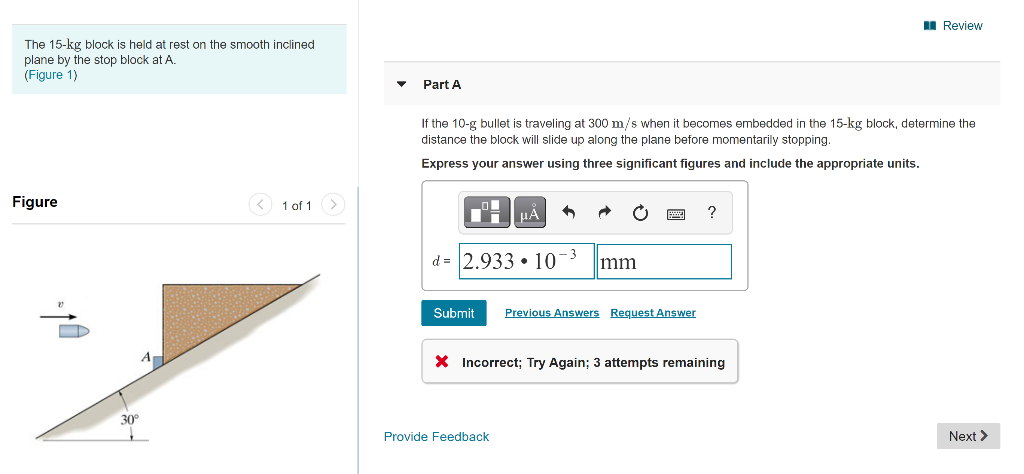 Solved Review The 15-kg block is held at rest on the smooth | Chegg.com