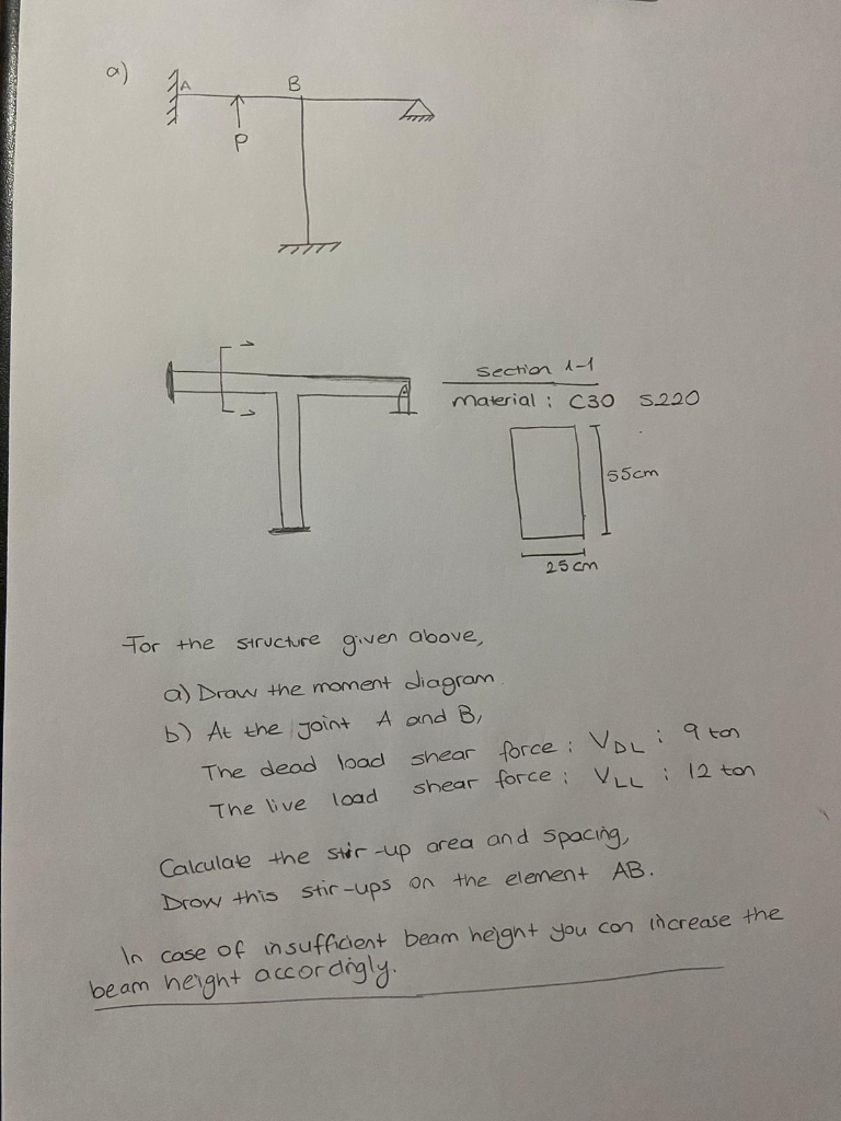 Solved B Р Section 11 Material : C30 S220 55cm 25cm For the | Chegg.com