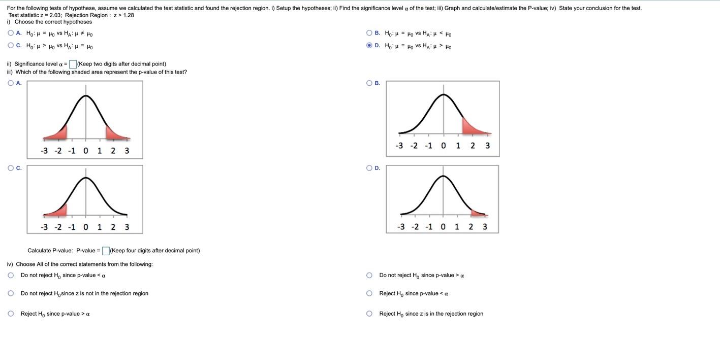 Solved Find the significance level of the test; iii) Graph | Chegg.com