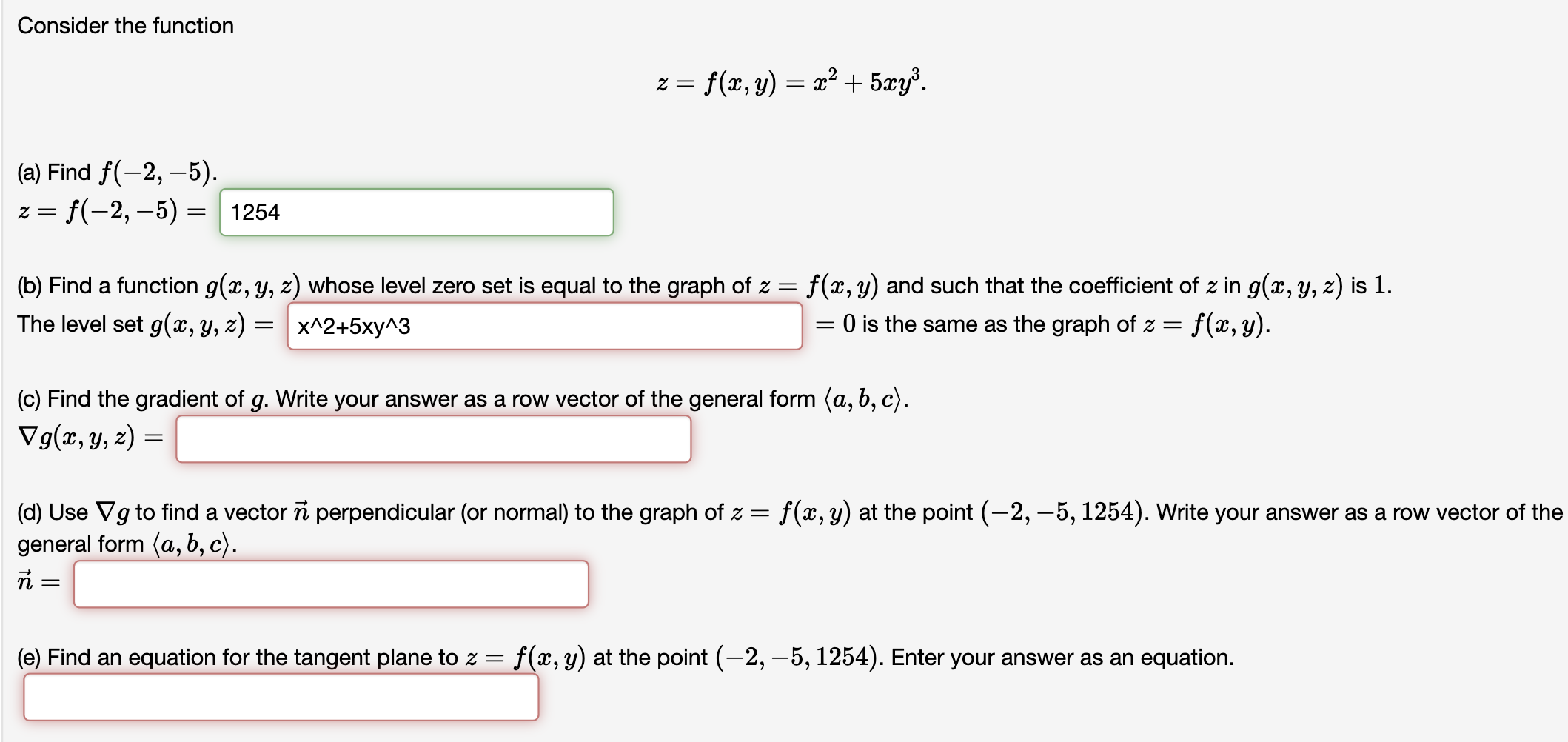 Solved Consider the function\\nz=f(x,y)=x^(2)+5xy^(3)\\n(a) | Chegg.com