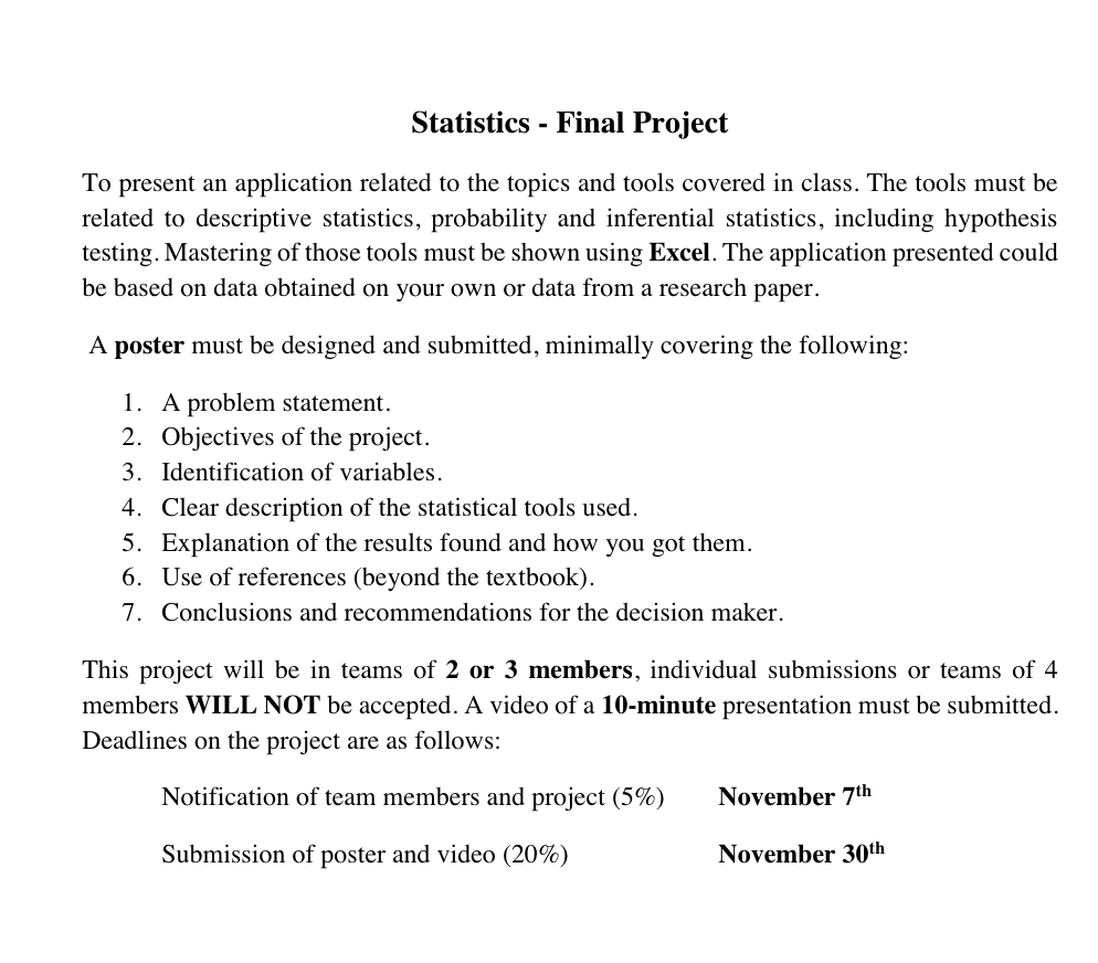 Solved Hello, I need to do a project and I need ideas for | Chegg.com