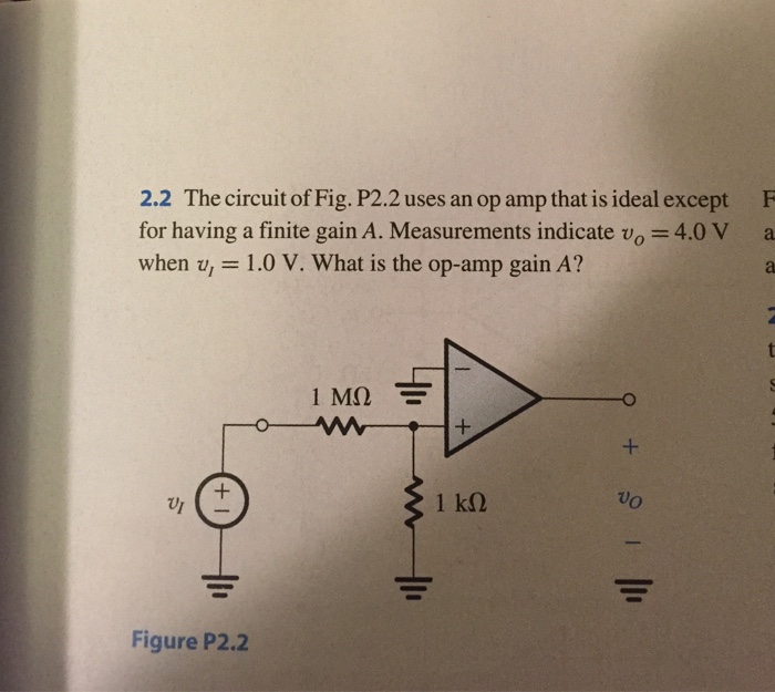 Solved The circuit of Fig. P2.2 uses an op amp that is ideal | Chegg.com