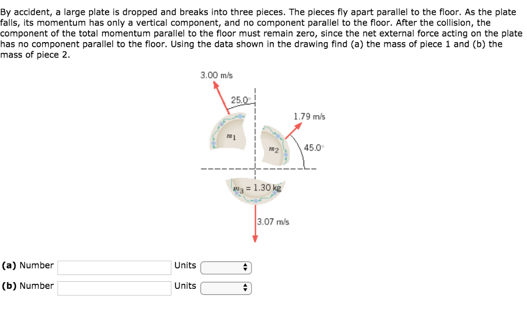 Solved By accident, a large plate is dropped and breaks into | Chegg.com