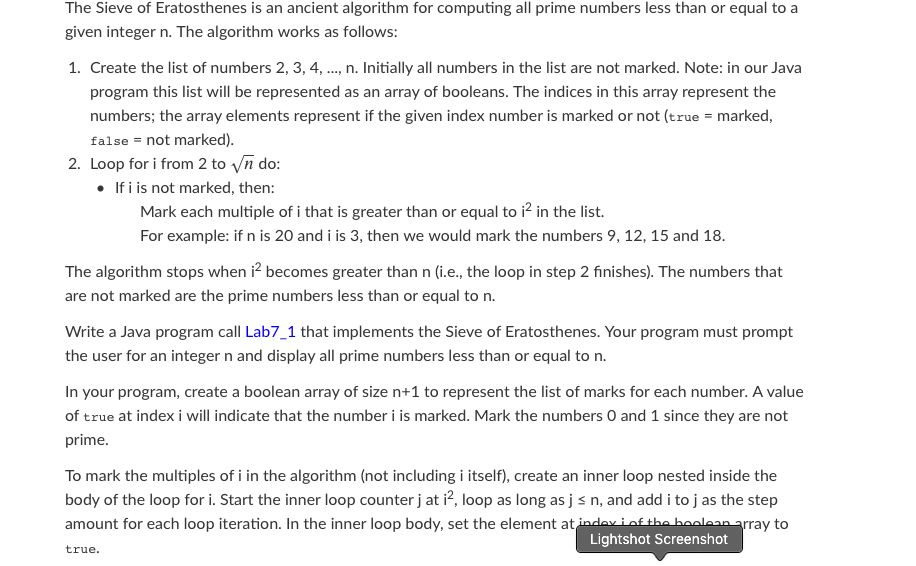 Solved The Sieve Of Eratosthenes Is An Ancient Algorithm For