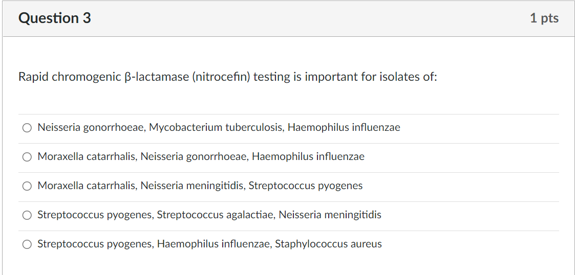 Solved Rapid chromogenic β-lactamase (nitrocefin) testing is | Chegg.com