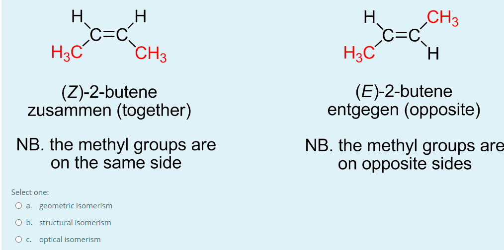 Solved H H₂C C=C H CH3 (Z)-2-butene zusammen (together) NB. | Chegg.com