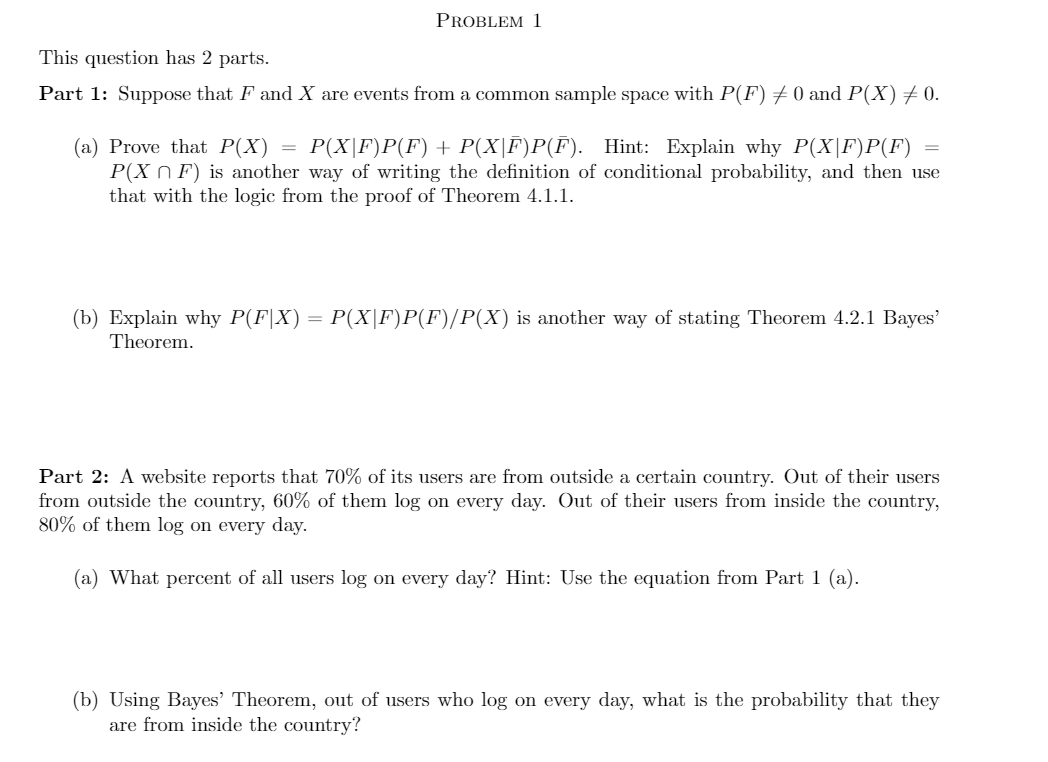 Solved PROBLEM 1 This question has 2 parts. Part 1: Suppose | Chegg.com
