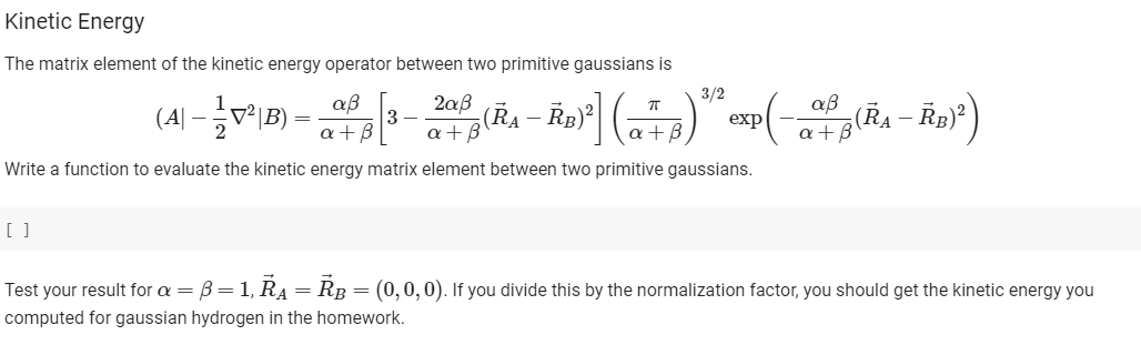 Solved Kinetic Energy The matrix element of the kinetic | Chegg.com