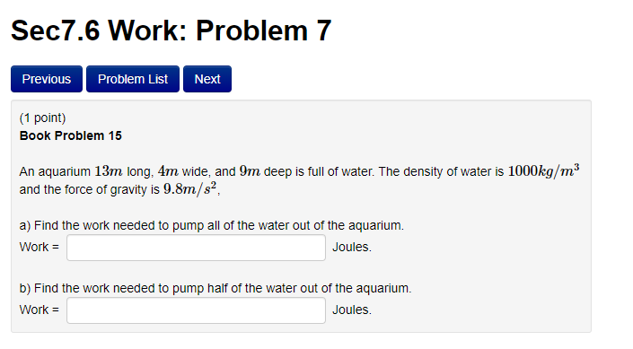 Solved Sec7.6 Work: Problem 7 Previous Problem List Next (1 | Chegg.com