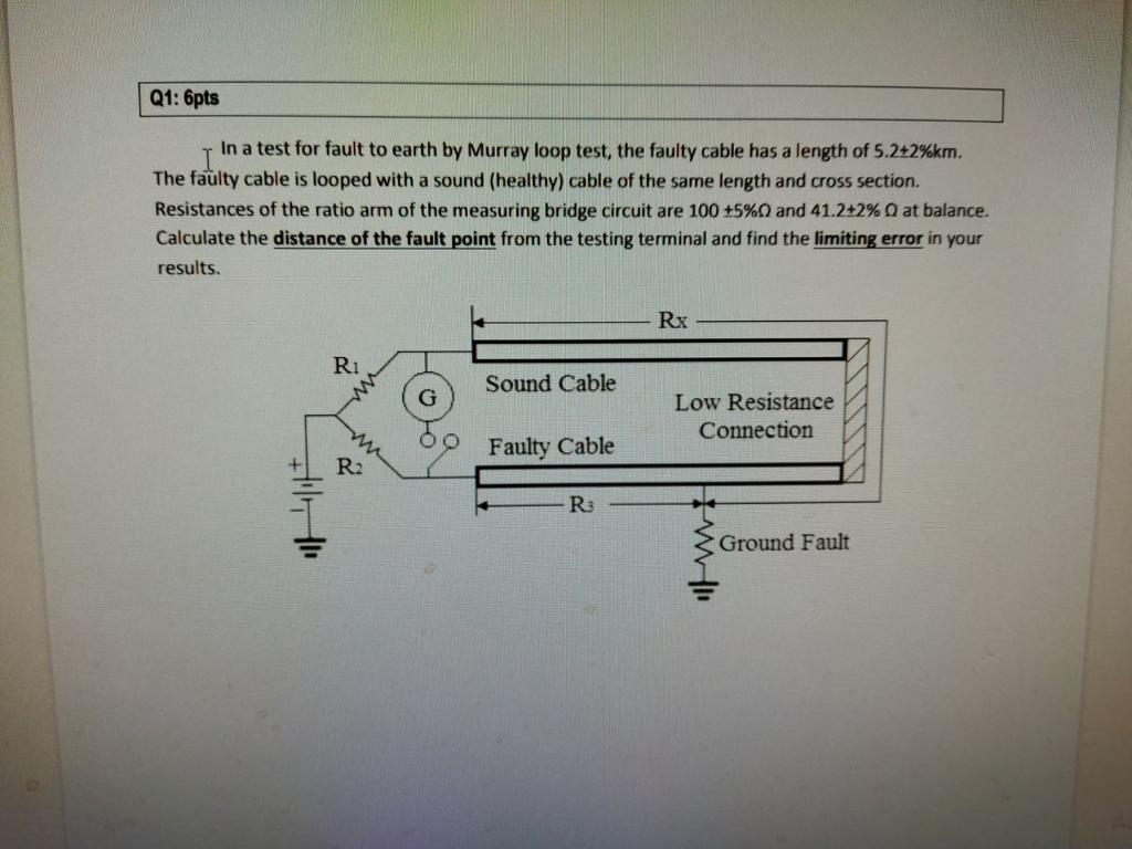 Solved Q1: 6pts In a test for fault to earth by Murray loop | Chegg.com