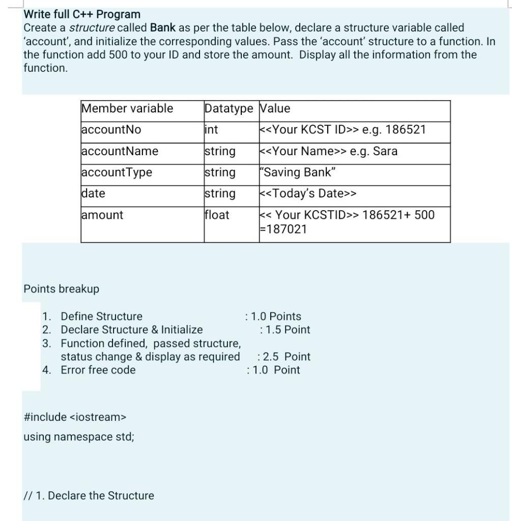 Solved Write full C++ Program Create a structure called Bank | Chegg.com