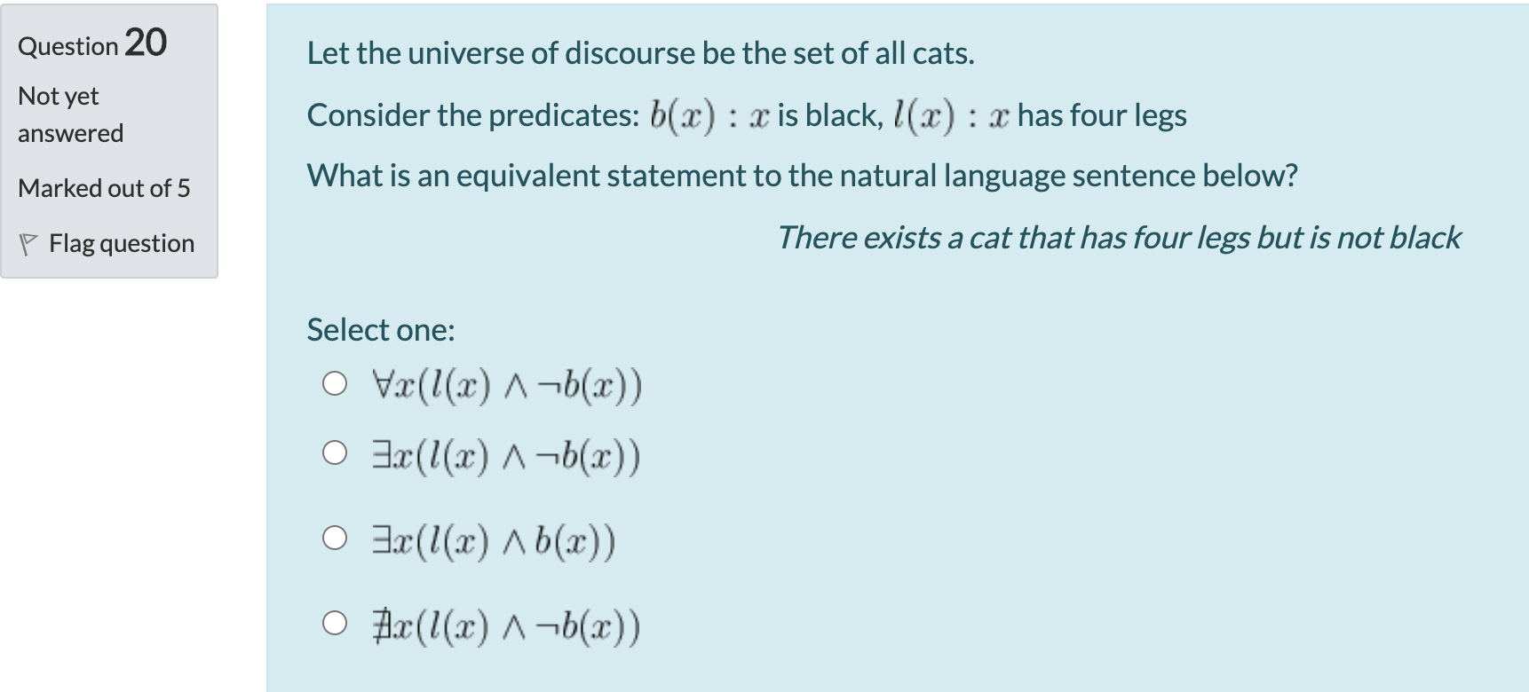 Solved Question 20 Let the universe of discourse be the set | Chegg.com