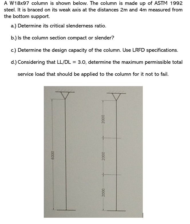 Solved A W18x97 column is shown below. The column is made up | Chegg.com