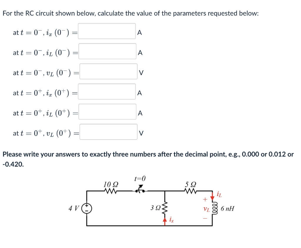 Solved For the RC circuit shown below, calculate the value | Chegg.com