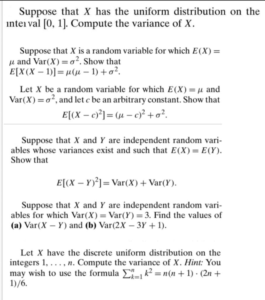 Solved Suppose that X has the uniform distribution on the | Chegg.com