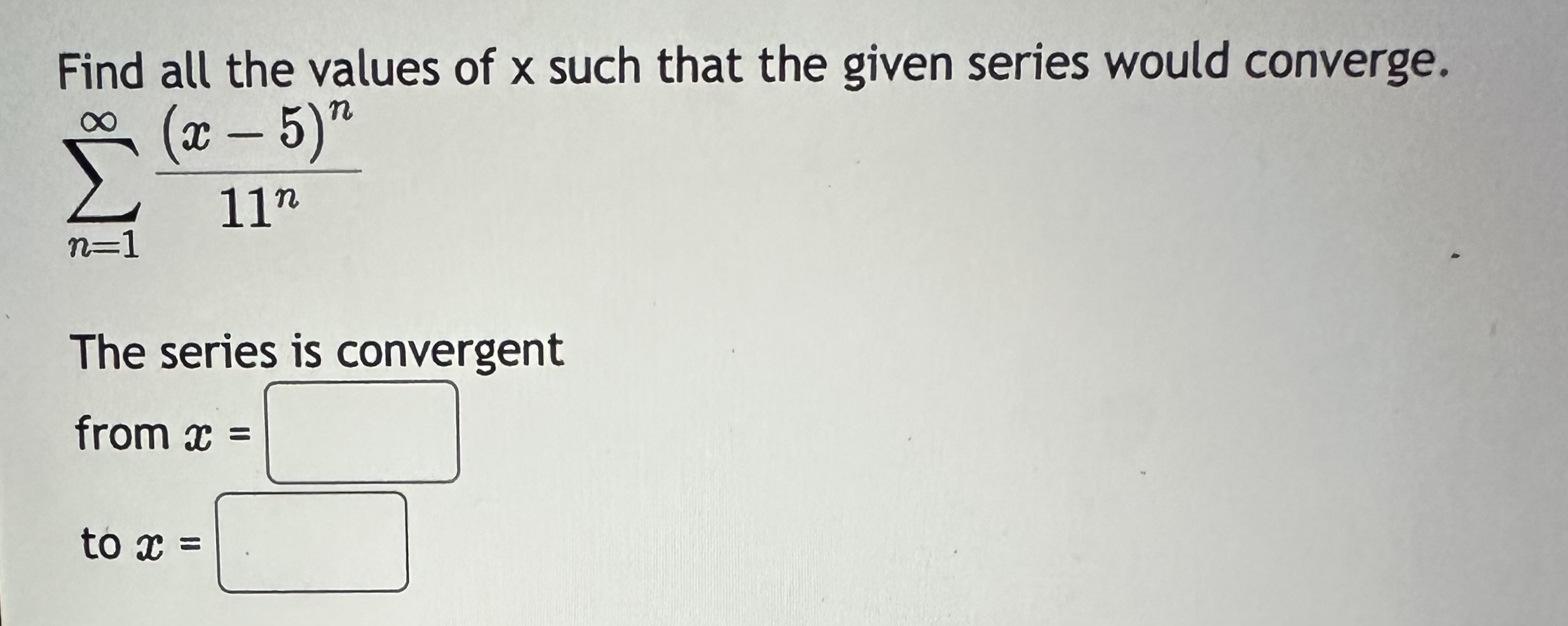 Solved Find all the values of x such that the given series | Chegg.com