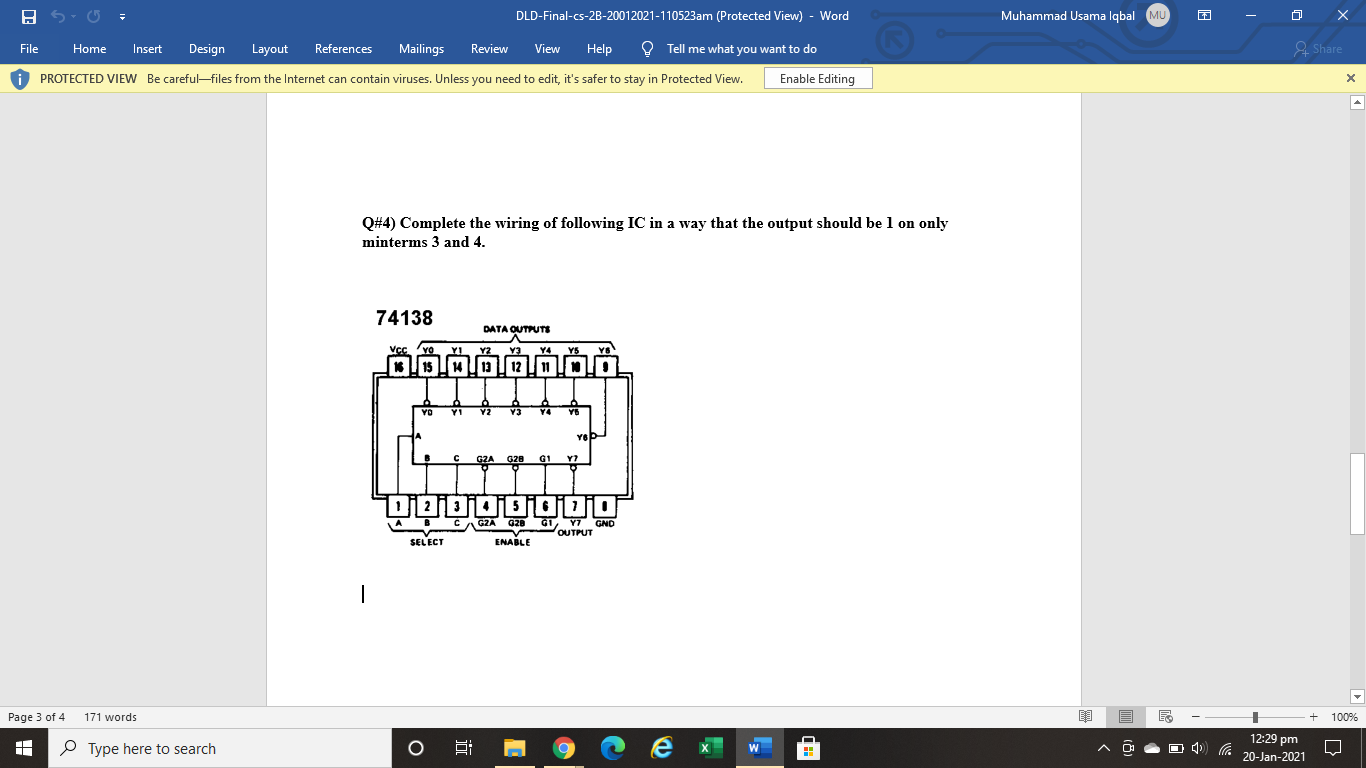 Solved DLD-Final-cs-2B-20012021-110523am (Protected View) - | Chegg.com