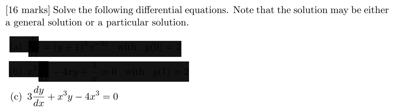 Solved [16 marks] Solve the following differential | Chegg.com