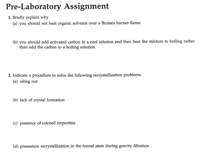 Pre-Laboratory Assignment 1. Briefly explain why (a) | Chegg.com