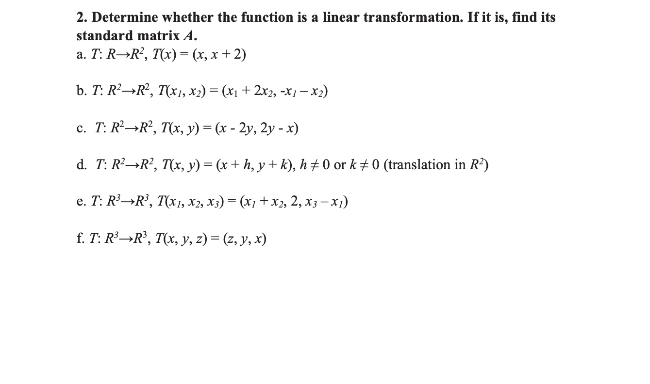 Solved 2. Determine whether the function is a linear | Chegg.com