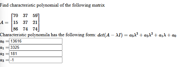 Solved Find characteristic polynomial of ﻿the following | Chegg.com