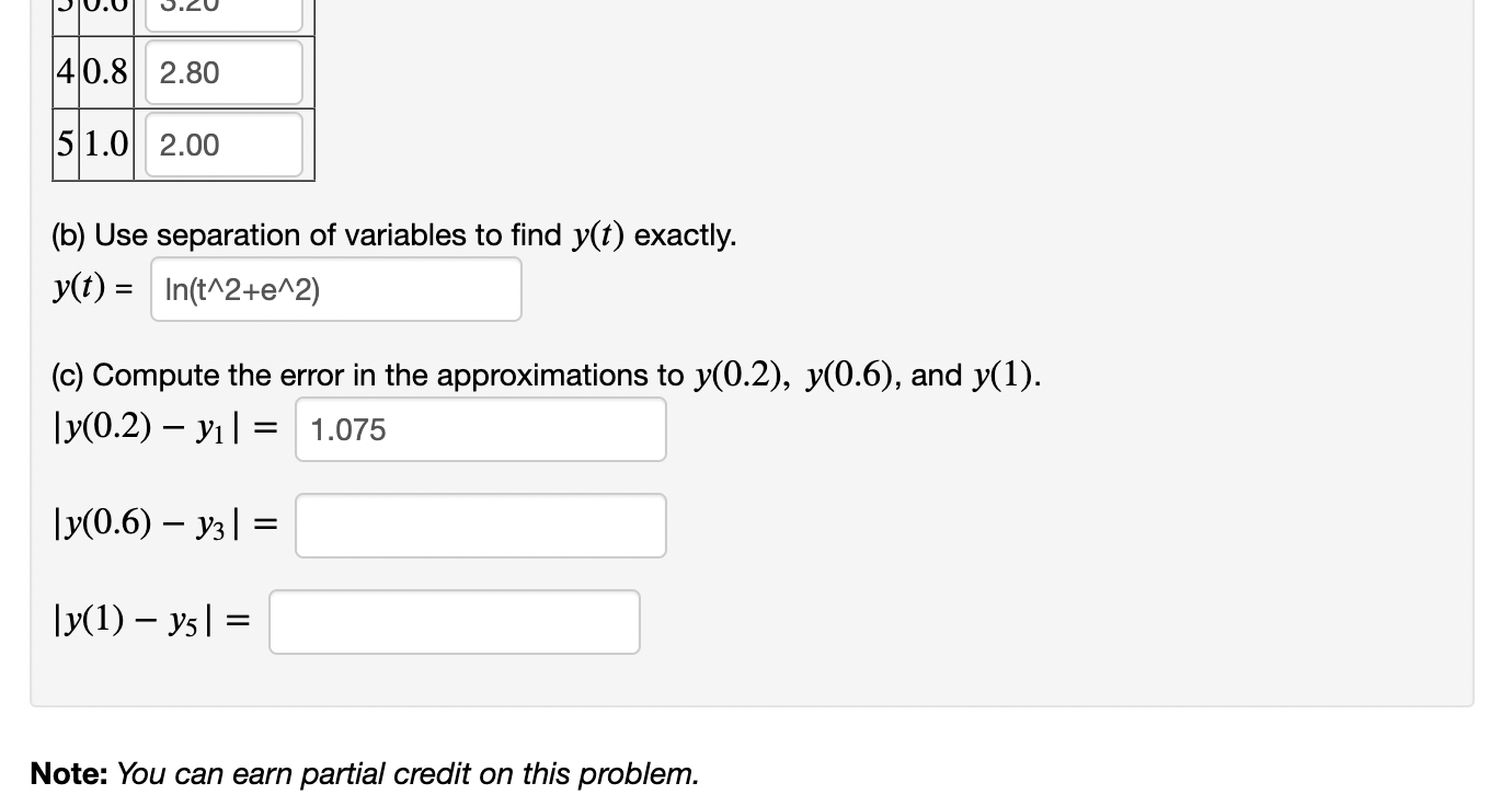 Solved (1 point) Let y(t) be the solution to y˙=2te−y | Chegg.com Solved (1 point) Let y(t) be the solution to y˙=2te−y | Chegg.com