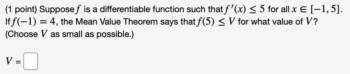Solved (1 point) Supposef is a differentiable function such | Chegg.com