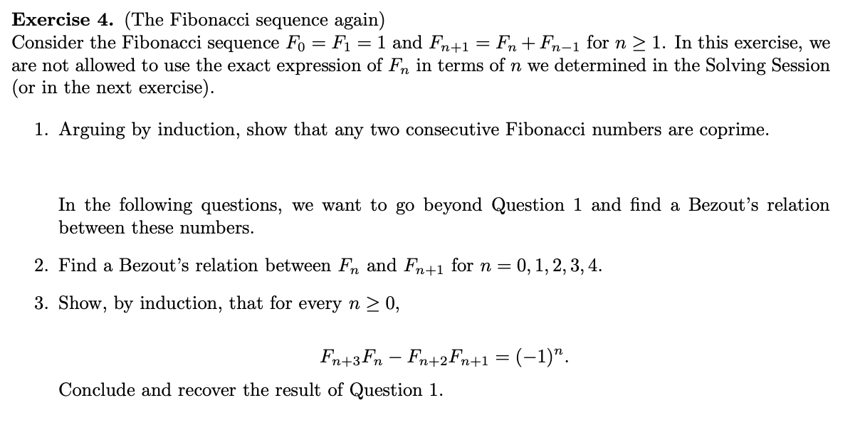 Solved Exercise 4 The Fibonacci Sequence Again Consider 