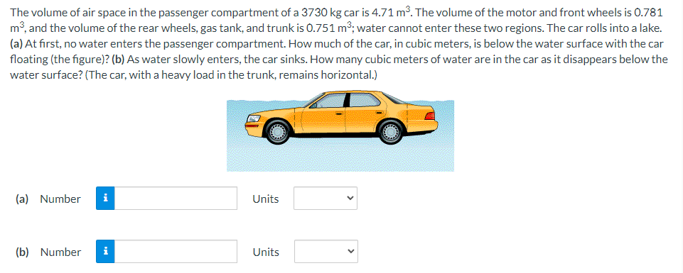 Solved The volume of air space in the passenger compartment | Chegg.com