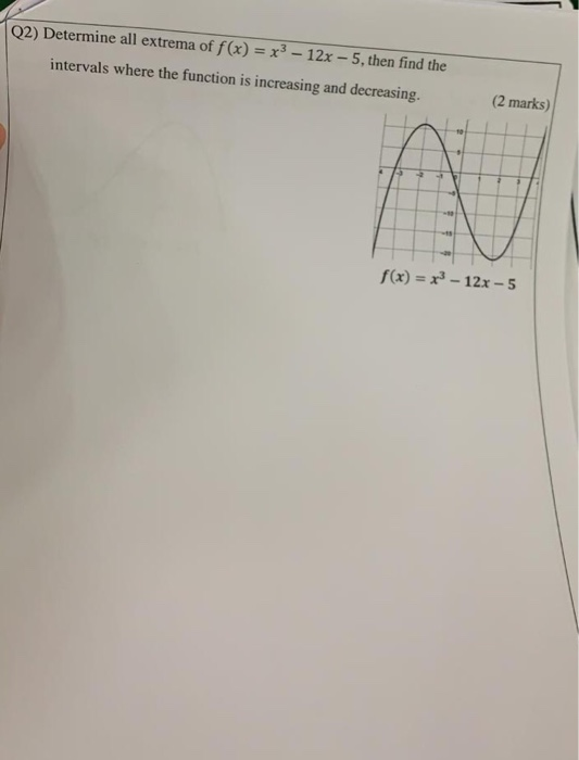 Solved Q2) Determine all extrema of f(x)x3-12x-5, then find | Chegg.com