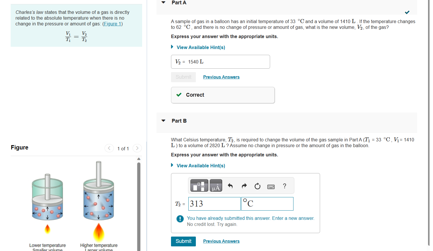 Solved Charles's law states that the volume of a gas is | Chegg.com