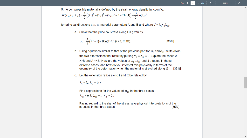 Solved Page of 6 - 200M + 5. A compressible material | Chegg.com