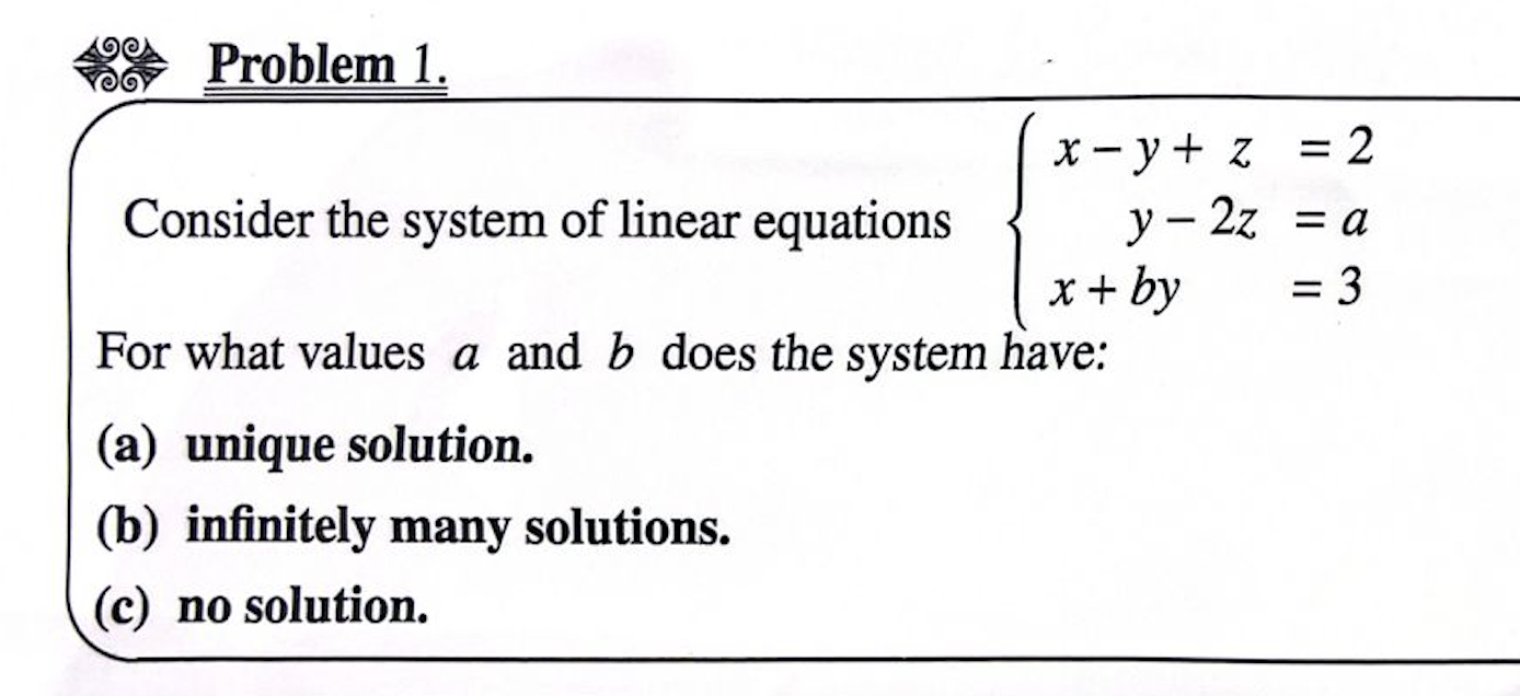 Solved Problem 1.Consider the system of linear equations | Chegg.com