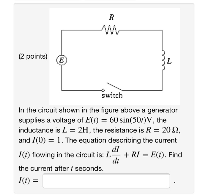 Solved (2 points) switch In the circuit shown in the figure | Chegg.com