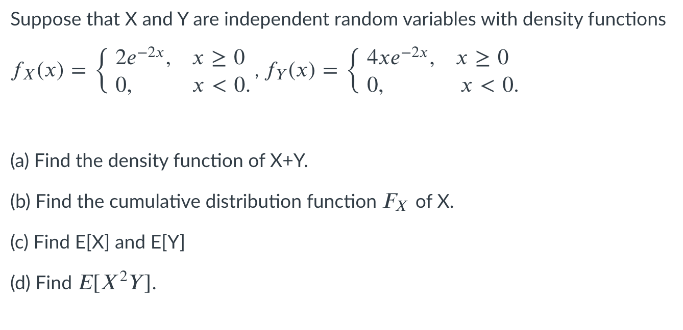 Solved Suppose that X and Yare independent random variables | Chegg.com