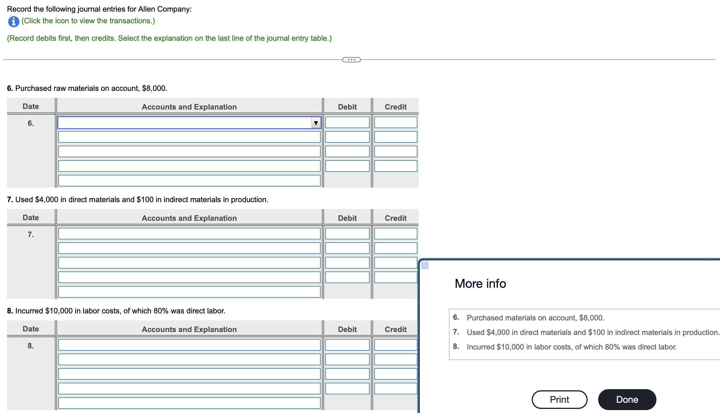 Solved Record the following journal entries for Allen | Chegg.com