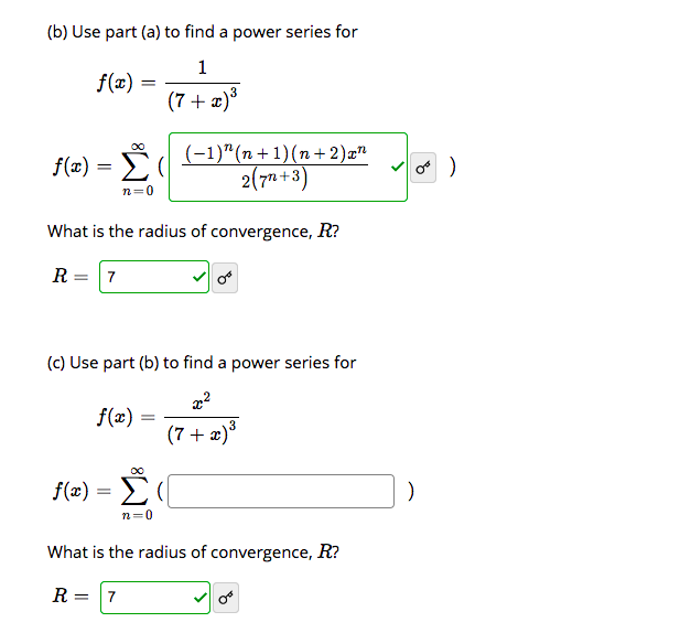 Solved (b) Use part (a) to find a power series for 1 f() = | Chegg.com