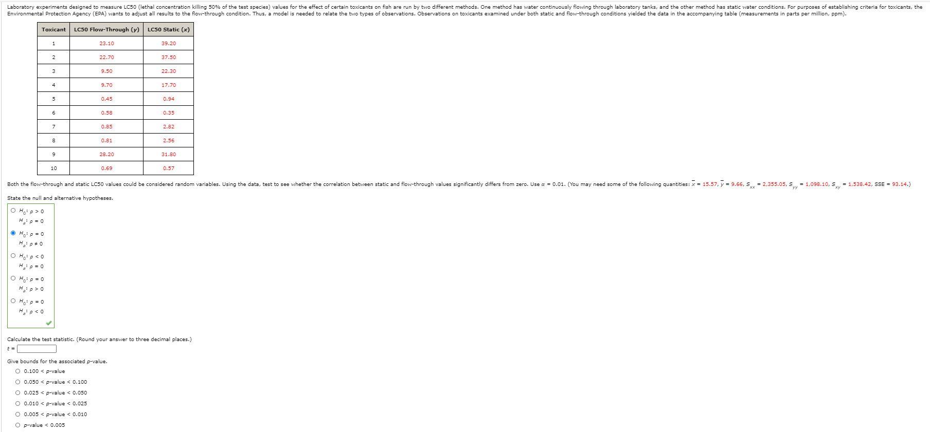 Solved Laboratory experiments designed to measure LC50 | Chegg.com
