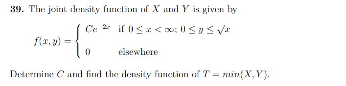 Solved The joint density function of x ﻿and Y ﻿is given | Chegg.com
