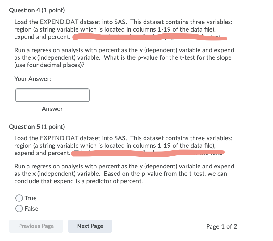 Question 1 (1 point) Load the EXPEND.DAT dataset into | Chegg.com
