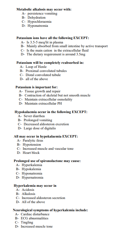Solved Metabolic alkalosis may occur with: A- persistence | Chegg.com