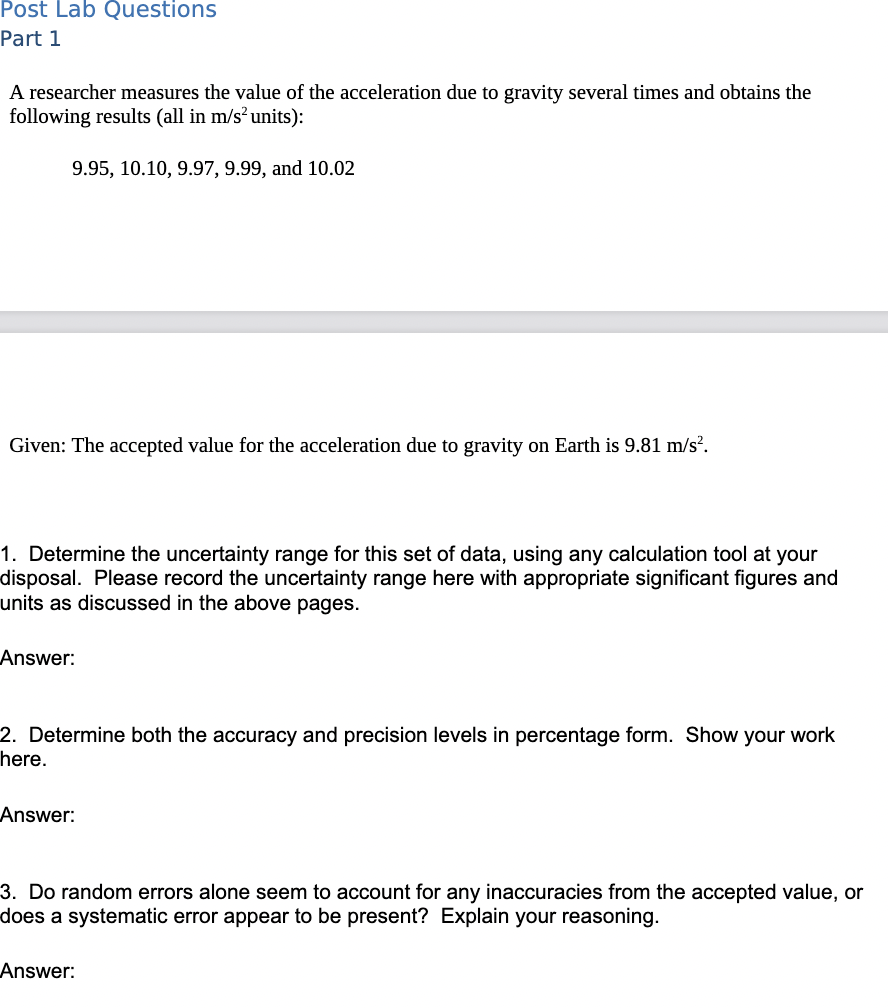 Solved The sig figs all seem wrong also the systematic error | Chegg.com