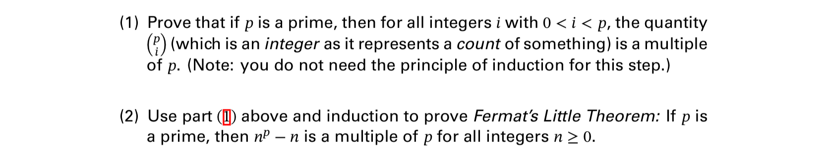 Solved (1) ﻿Prove that if p ﻿is a prime, then for all | Chegg.com