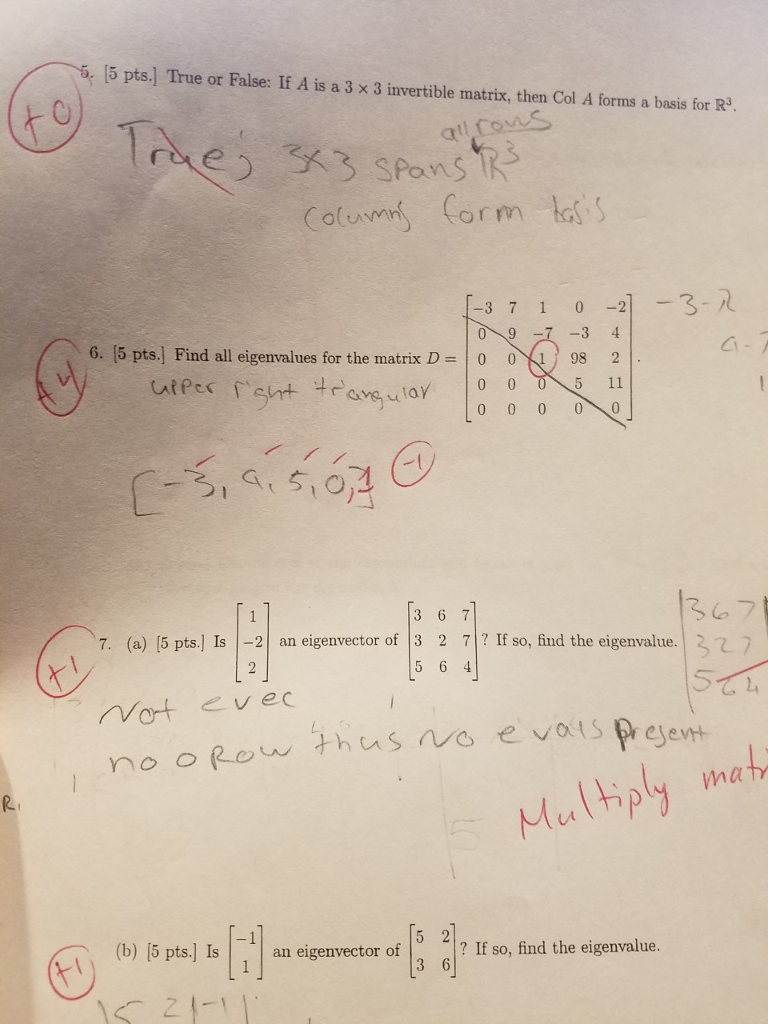 Solved 5 pts.] True or False: If A is a 3 x 3 invertible | Chegg.com