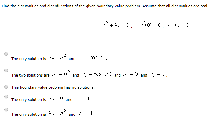 Solved Find the eigenvalues and eigenfunctions of the given | Chegg.com