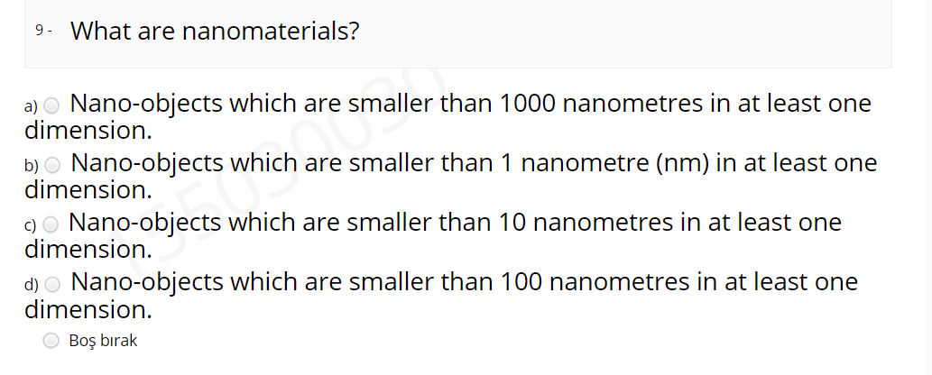Solved 9. What are nanomaterials? a) Nano-objects which are | Chegg.com