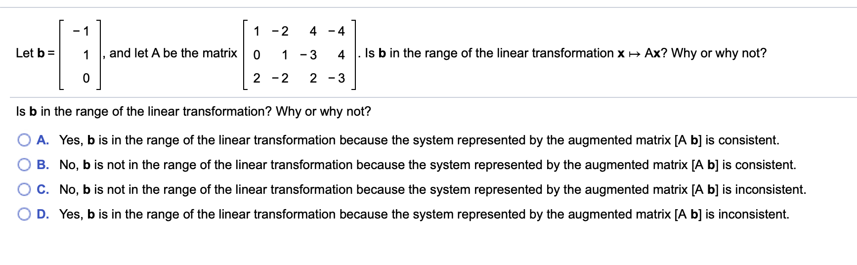 Solved 1 1 2 4 4 Let B 1 And Let A Be The Matrix 0 3 4